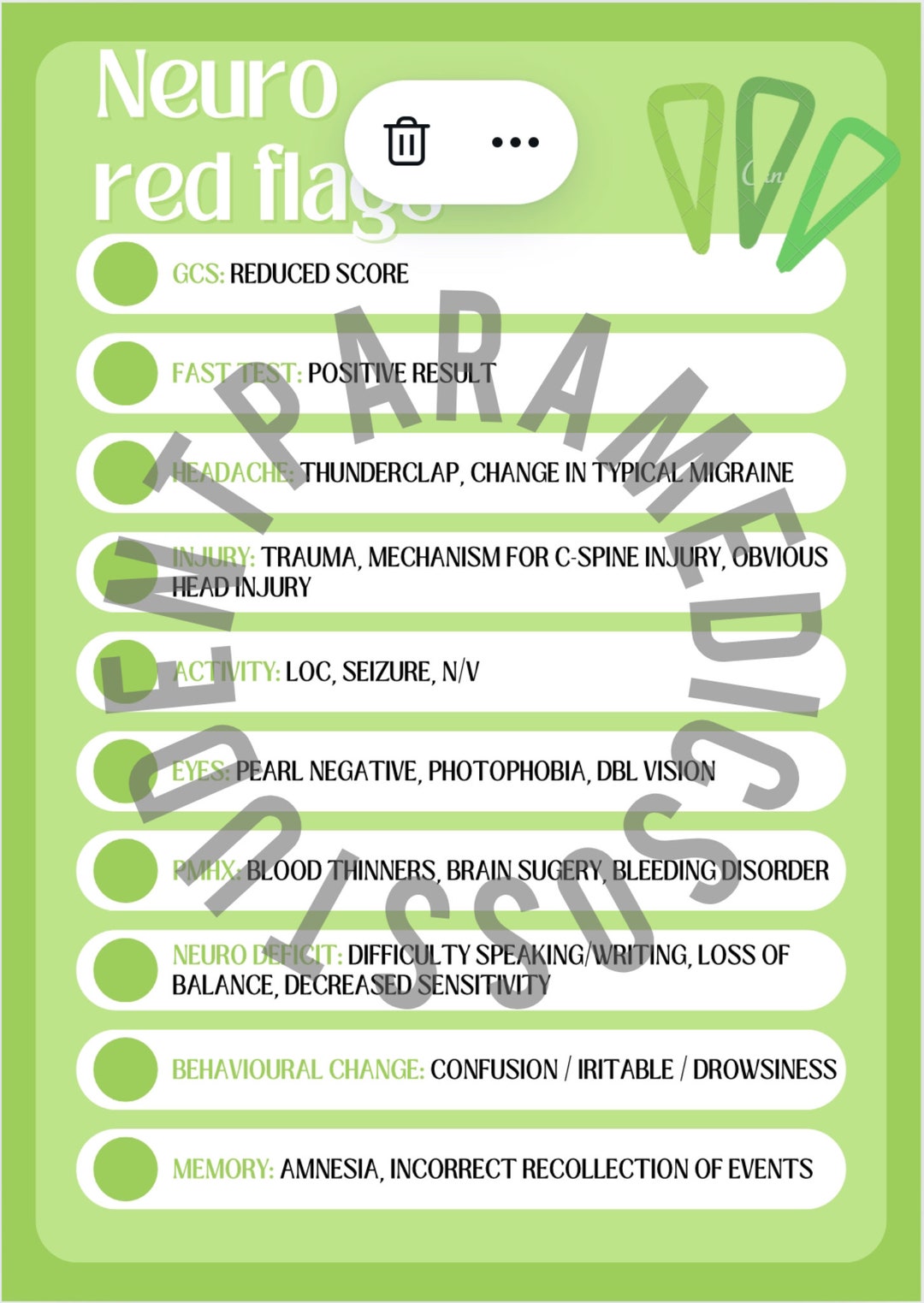 Neurology Red Flags, Patient Assessment - Student Paramedic Revision ...