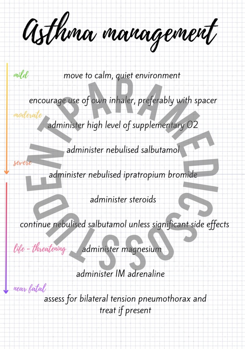 Asthma Management - Student Paramedic Revision Worksheet - Etsy