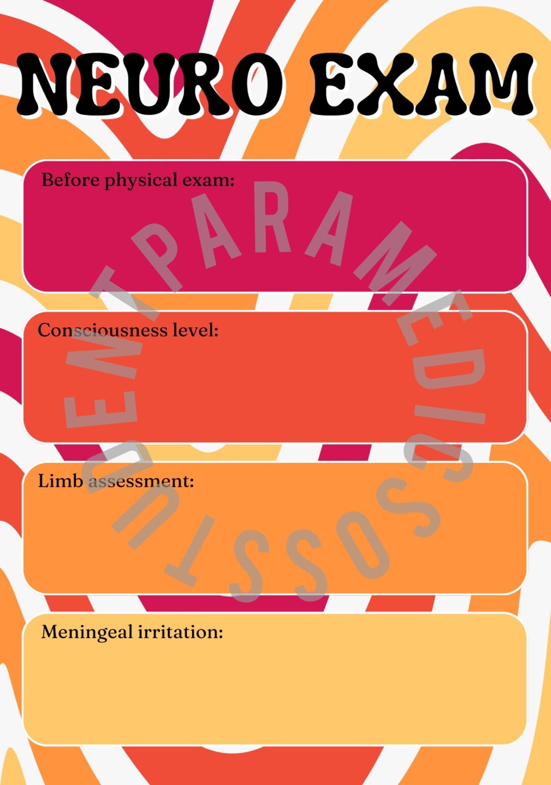 BLANK Neurological Assessment Sheet - Paramedic Revision Worksheet - Etsy