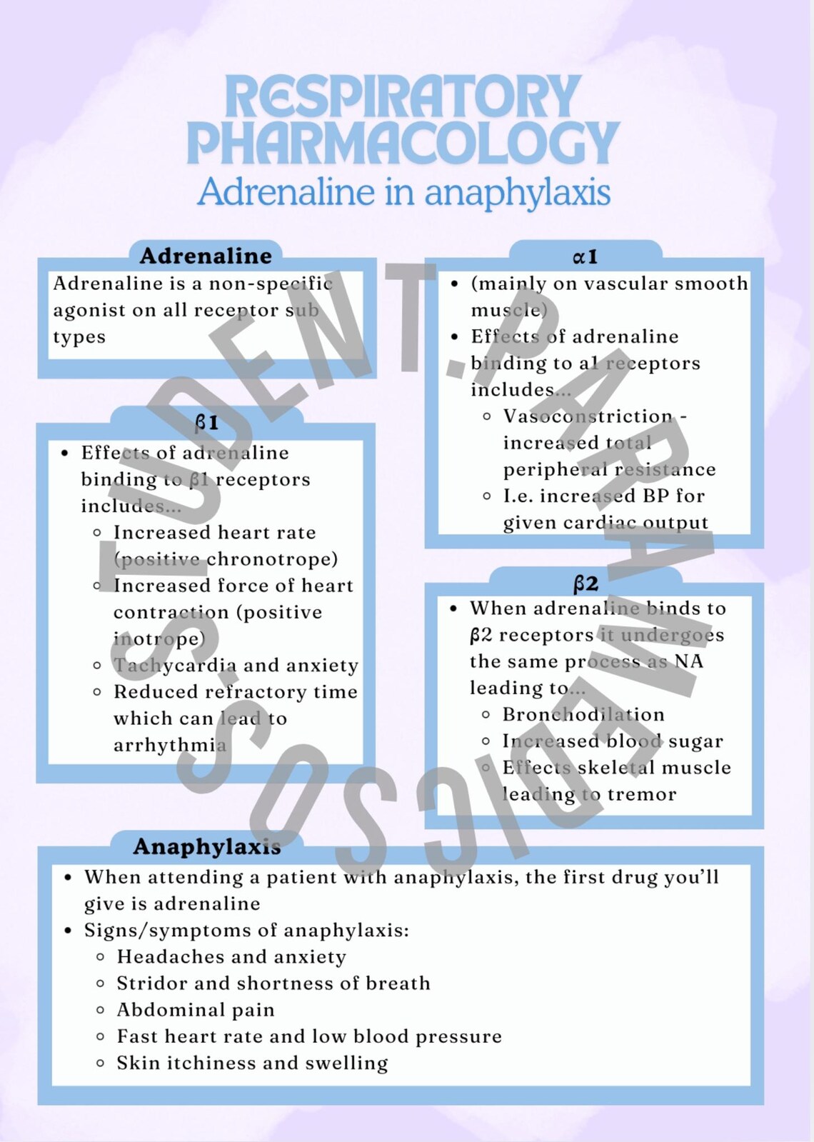 Respiratory Pharmacology - Student Paramedic Revision Worksheet - Etsy