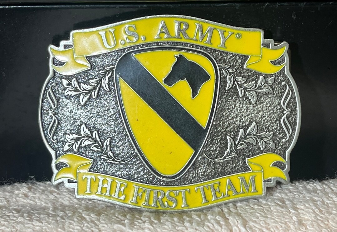 Military Belt Buckle Pewter First 1st Cavalry Emblem NEW Made in the U ...