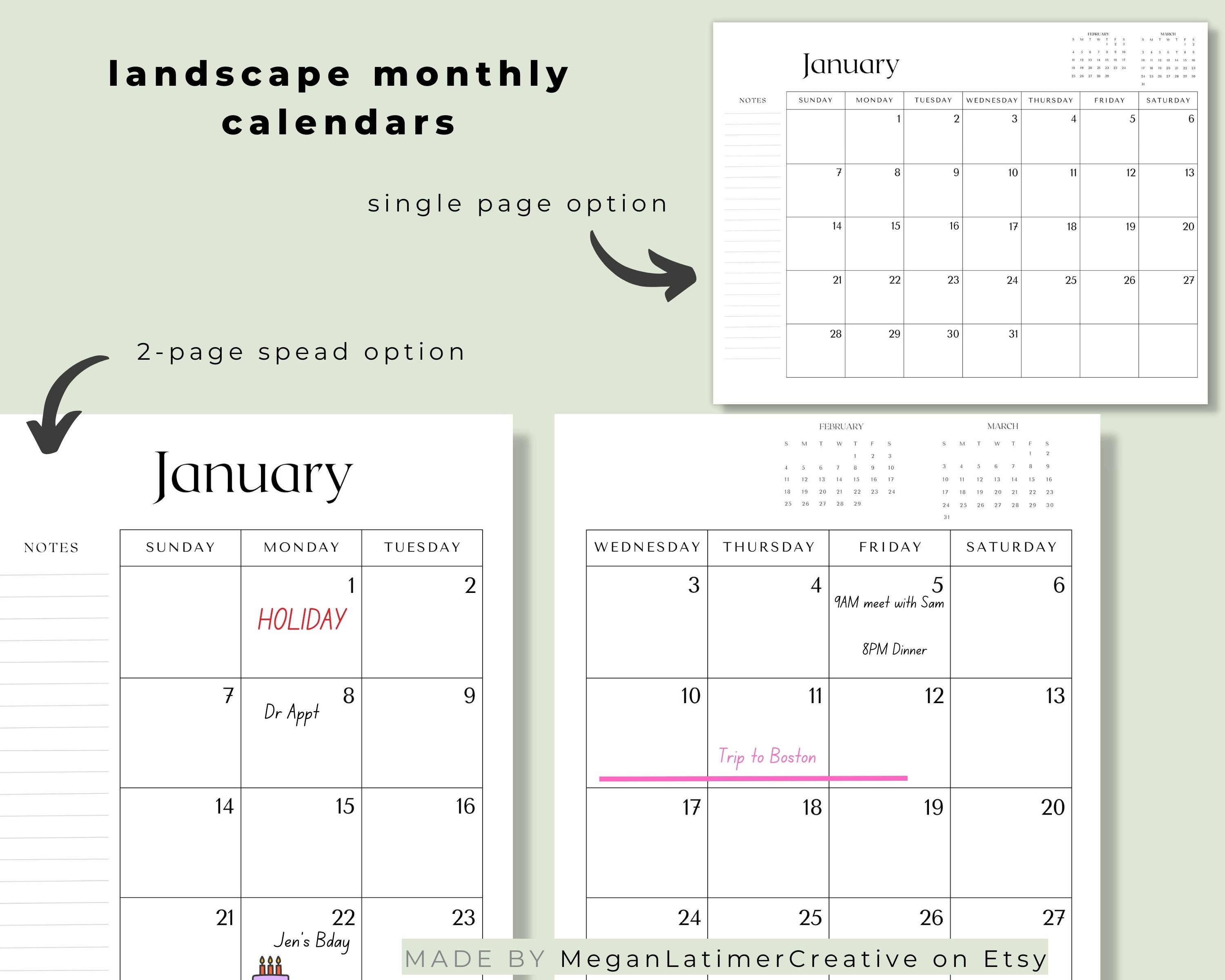 2024 Calendar Bundle, 2024 Master Planner Printable Pages, Sunday and ...