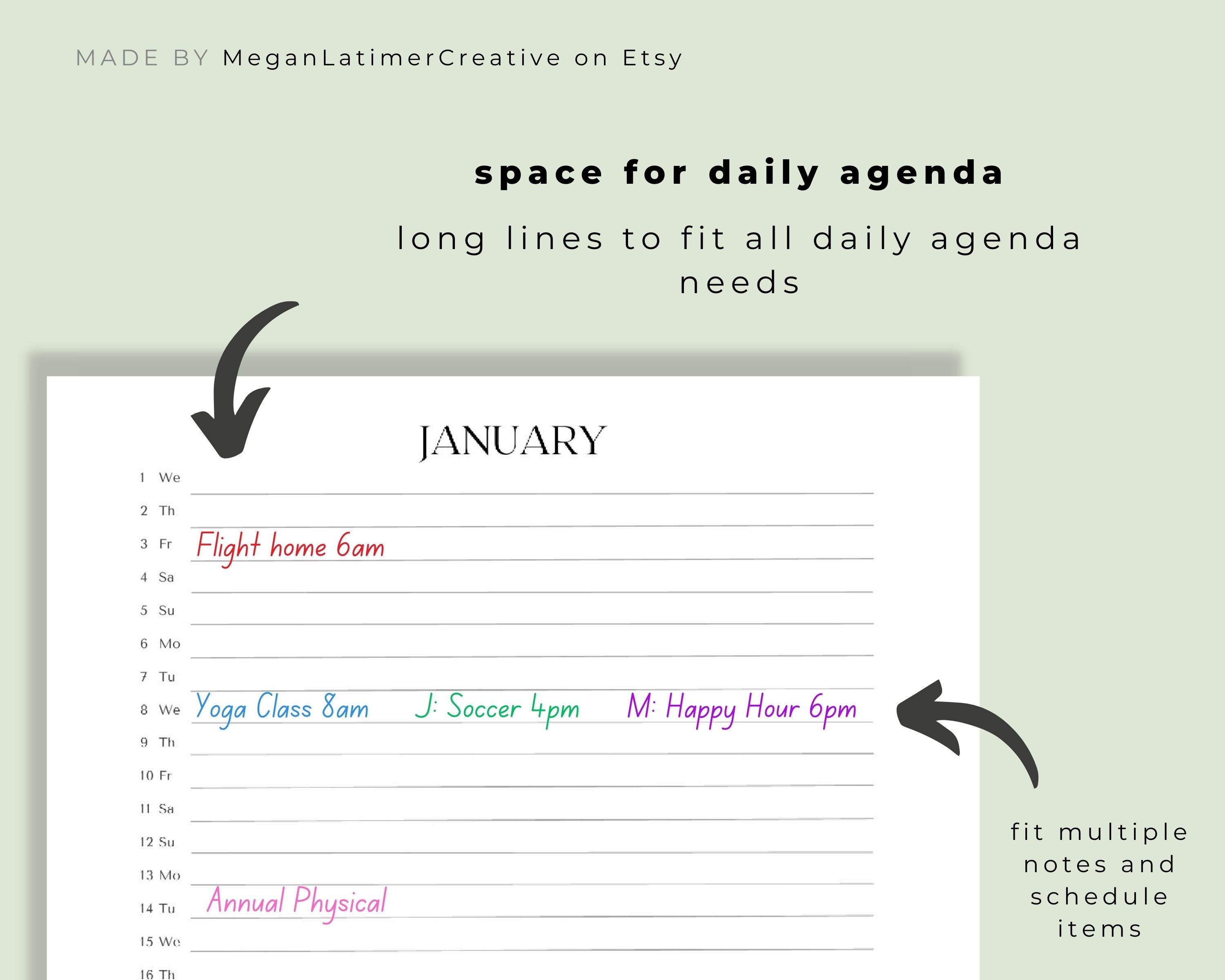 2025 Monthly List Calendar: Printable Planner (instant Download) - Etsy