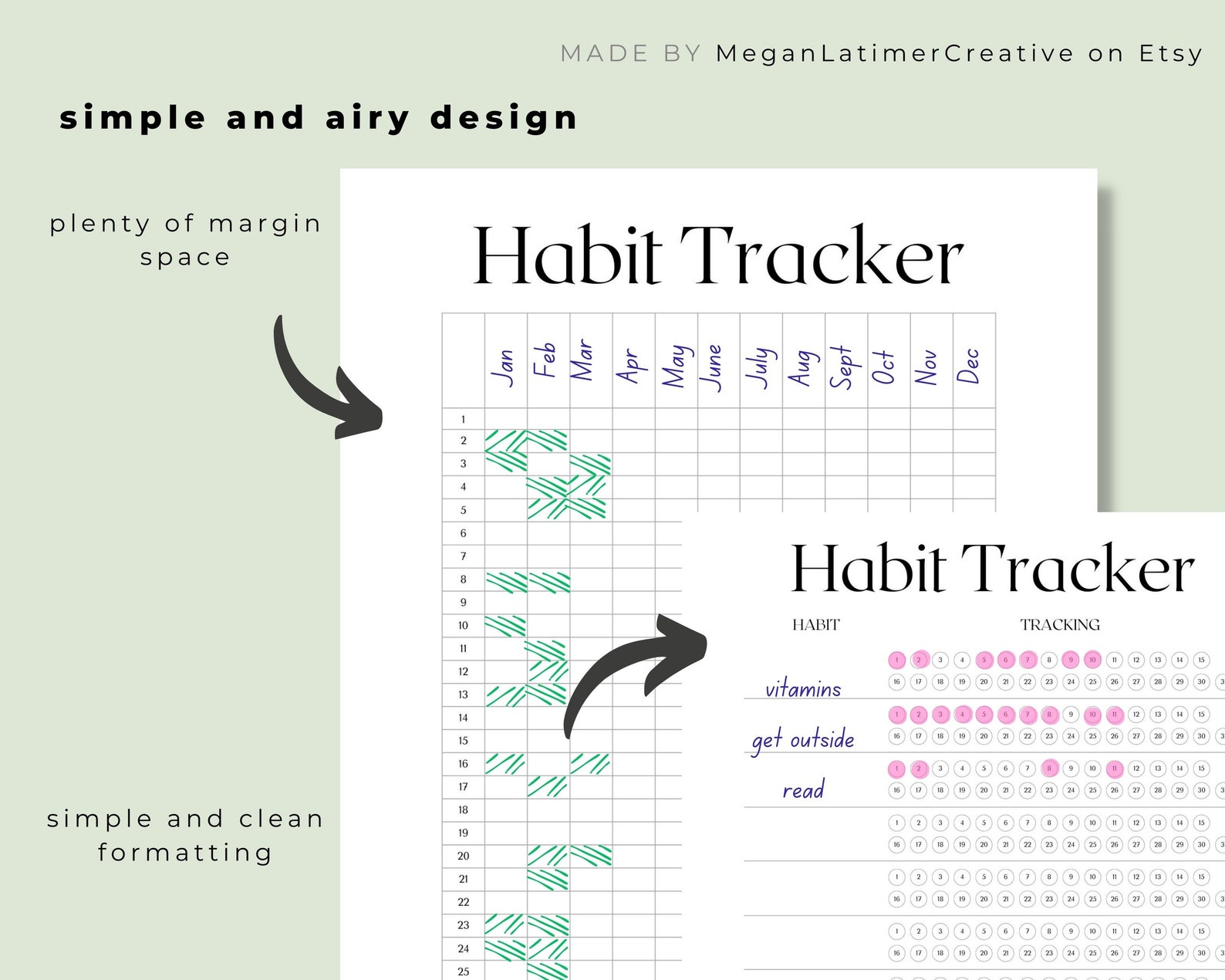 Habit Tracker Printable, Monthly Habits, Yearly Habits, Habit Planning ...