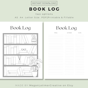 Book Log Printable, Book Tracker, Reading List, Book List, Visual Book ...