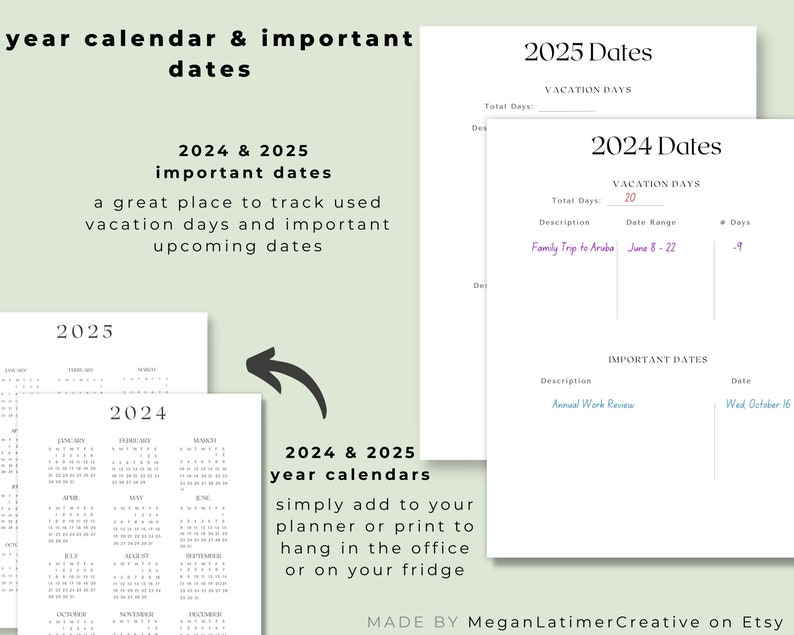 2024 - 2025 Annual Planning Printable Bundle, Year Planner, Annual ...
