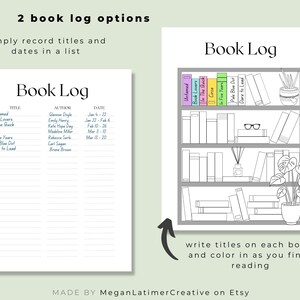 Book Log Printable, Book Tracker, Reading List, Book List, Visual Book ...