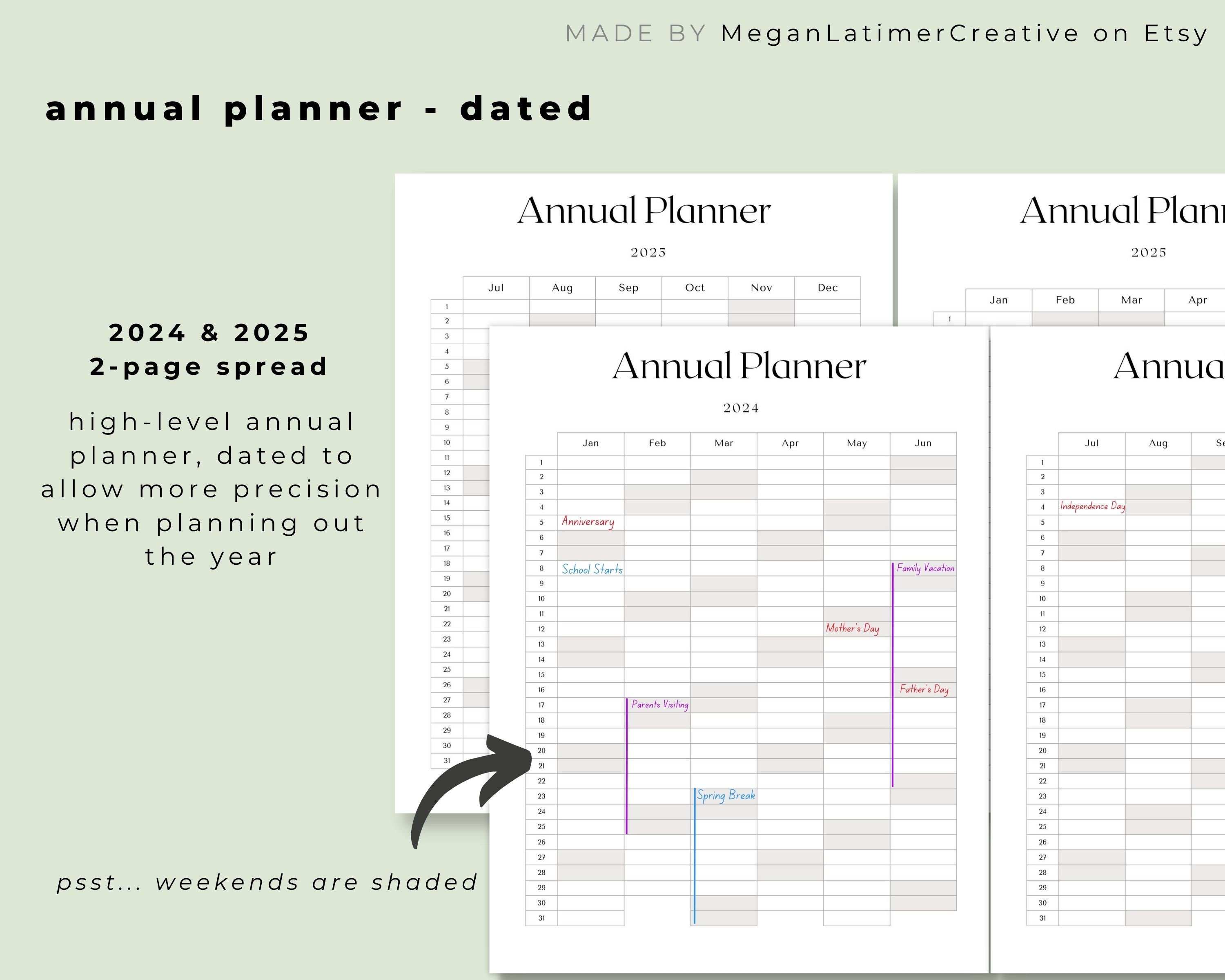 2024 - 2025 Annual Planning Printable Bundle, Year Planner, Annual ...