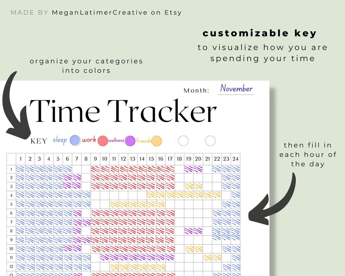 Monthly Time Tracker Printable Time Blocking Time Keeping - Etsy