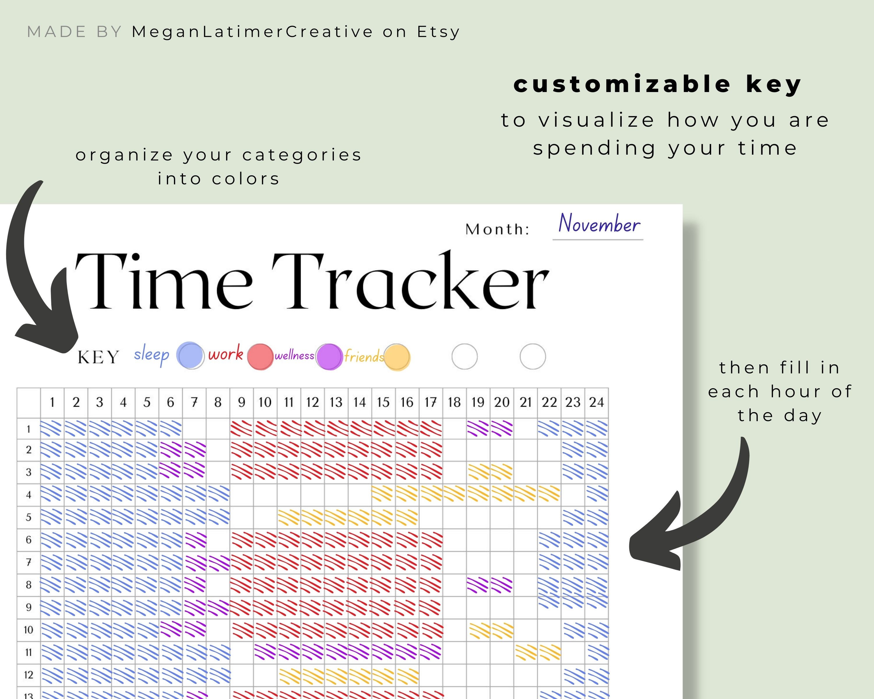 Monthly Time Tracker Printable Time Blocking Time Keeping - Etsy