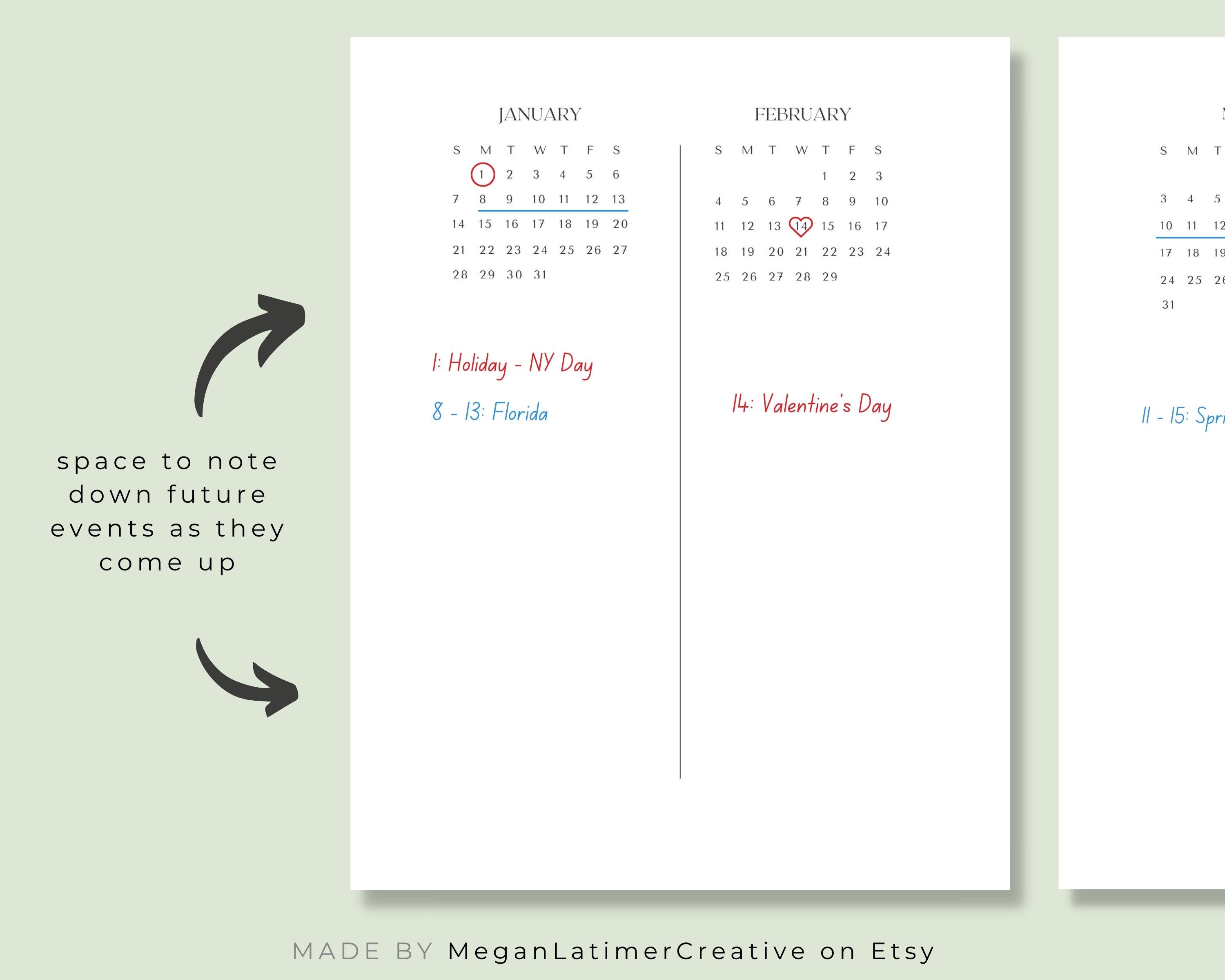 2024 Future Log Calendar Printable, 4 Month Glance, 2 Month Glance ...