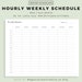 Hourly Weekly Schedule Landscape, Sunday & Monday Start, Weekly Planner ...