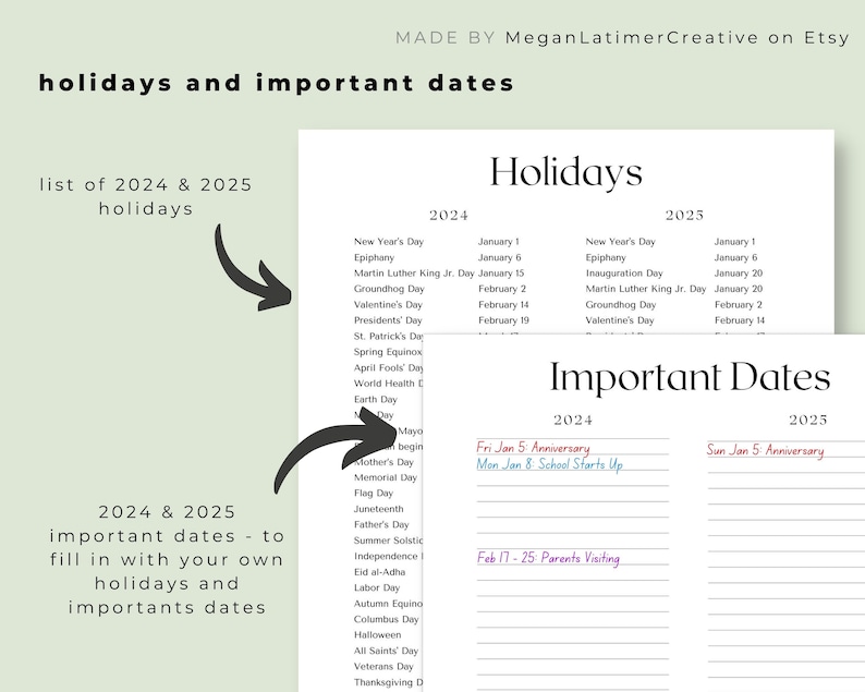 2024 - 2025 Annual Planning Printable Bundle, Year Planner, Annual ...