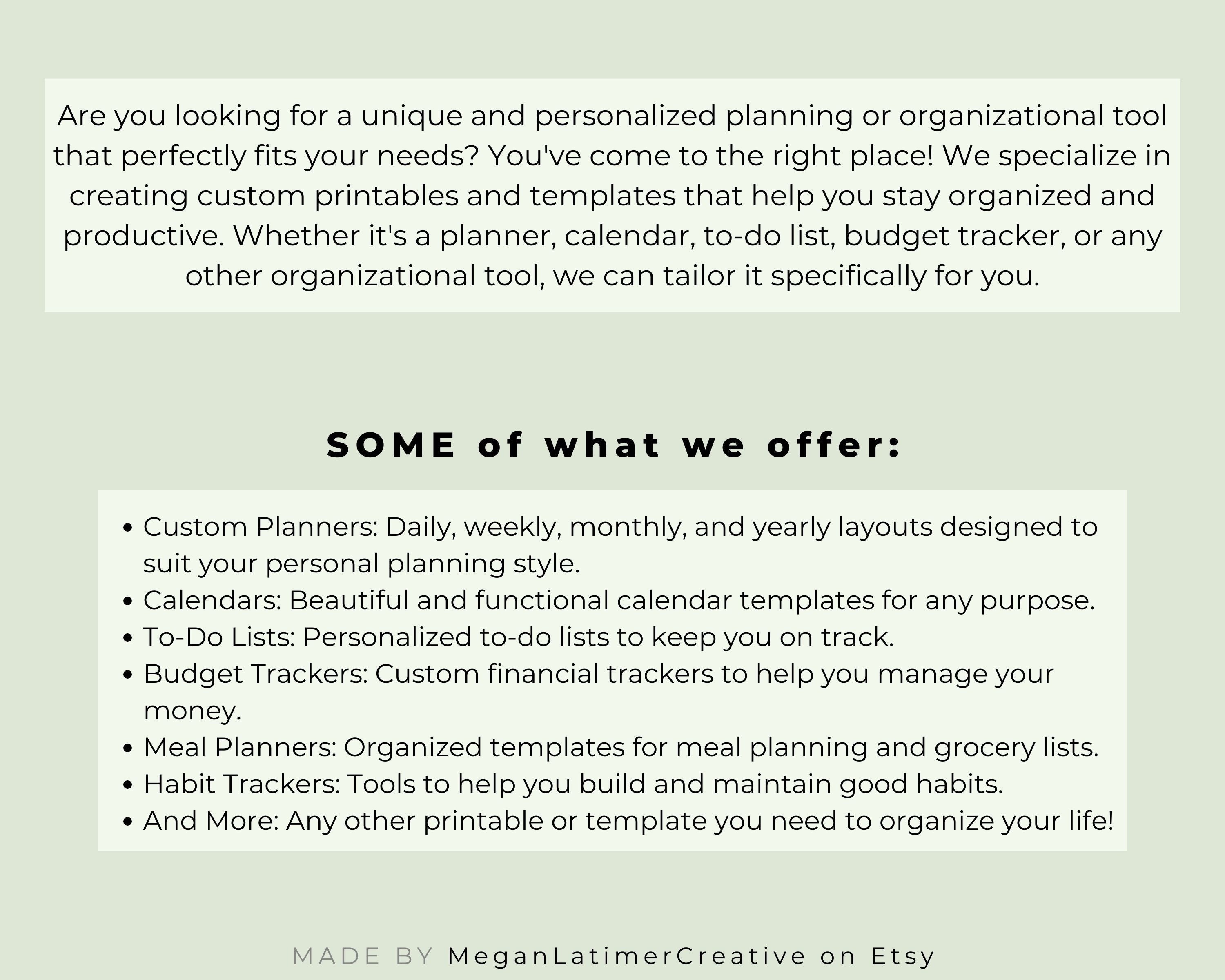 Custom Printable Planning Tools | Personalized Planner & Calendar ...