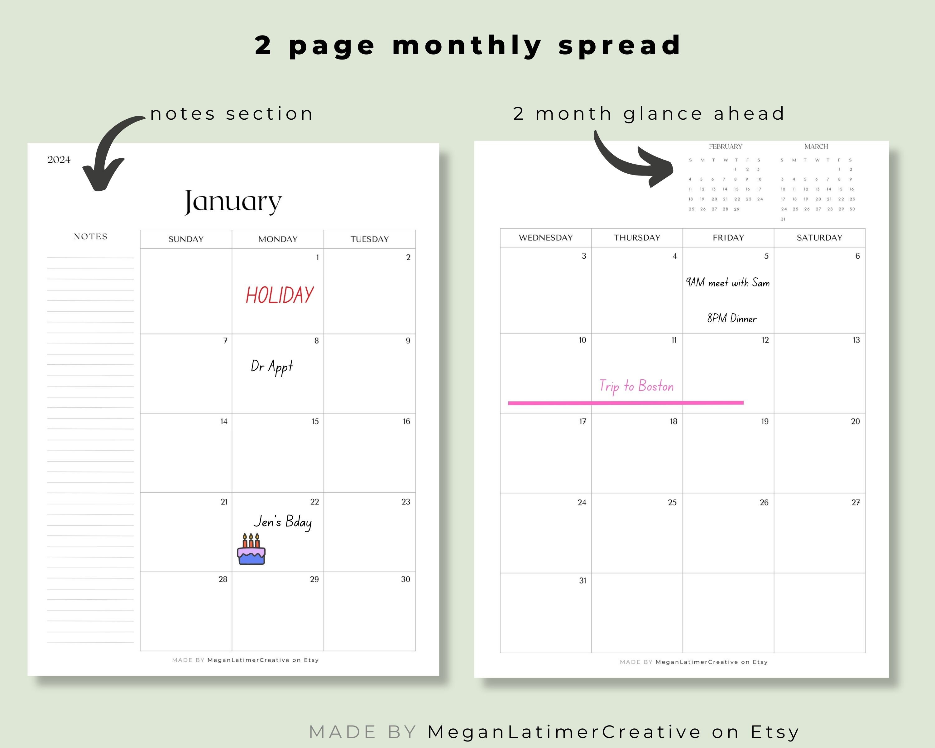 2024 Dated Weekly Planner Printable: Full Master Planner Yearly ...