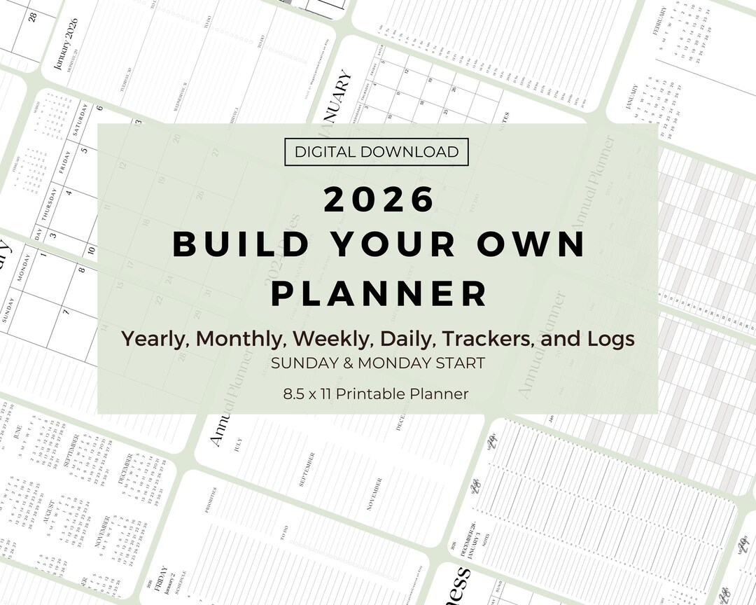 Build Your Own Planner 2026 | Custom Printable Date Book | Weekly ...
