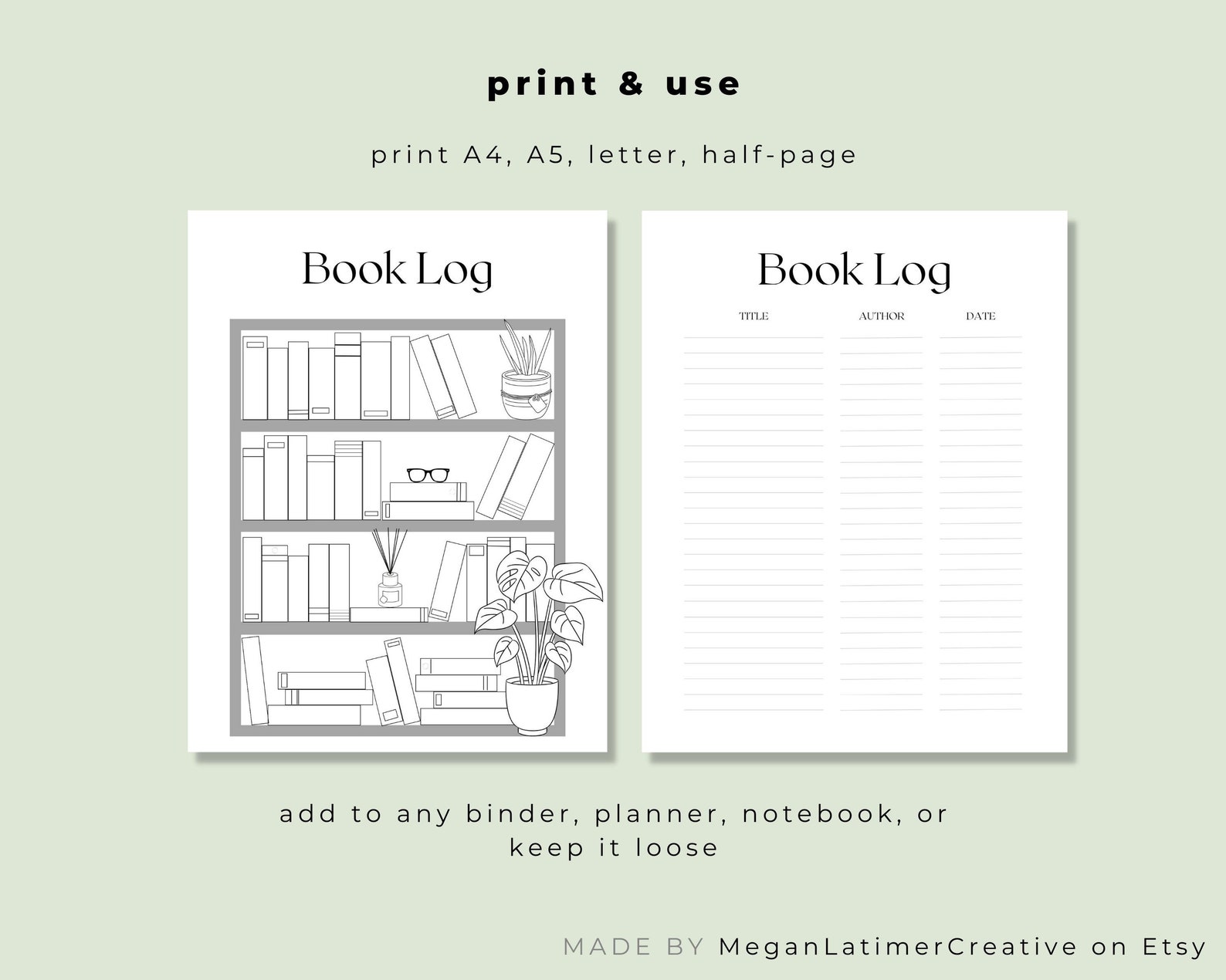 Book Log Printable, Book Tracker, Reading List, Book List, Visual Book ...