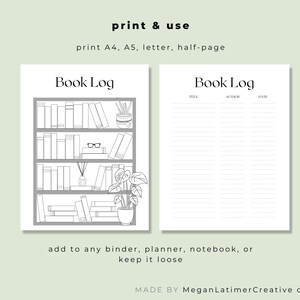 Book Log Printable, Book Tracker, Reading List, Book List, Visual Book ...