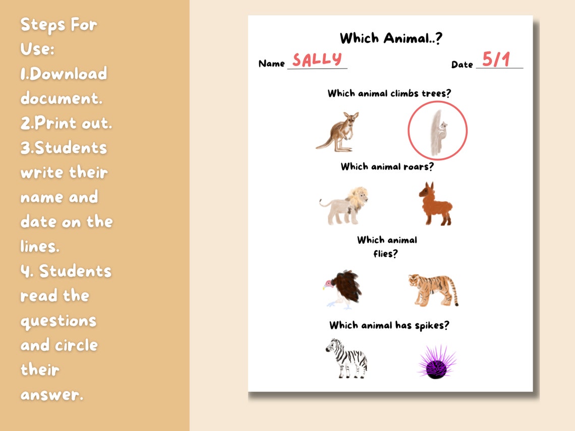 Printable Animal Worksheets / Learning Worksheets / English Lessons ...