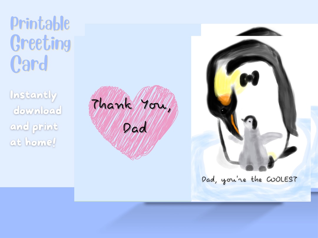 Printable Thank You Dad Card / Father's Day Card / Birthday Card Dad ...
