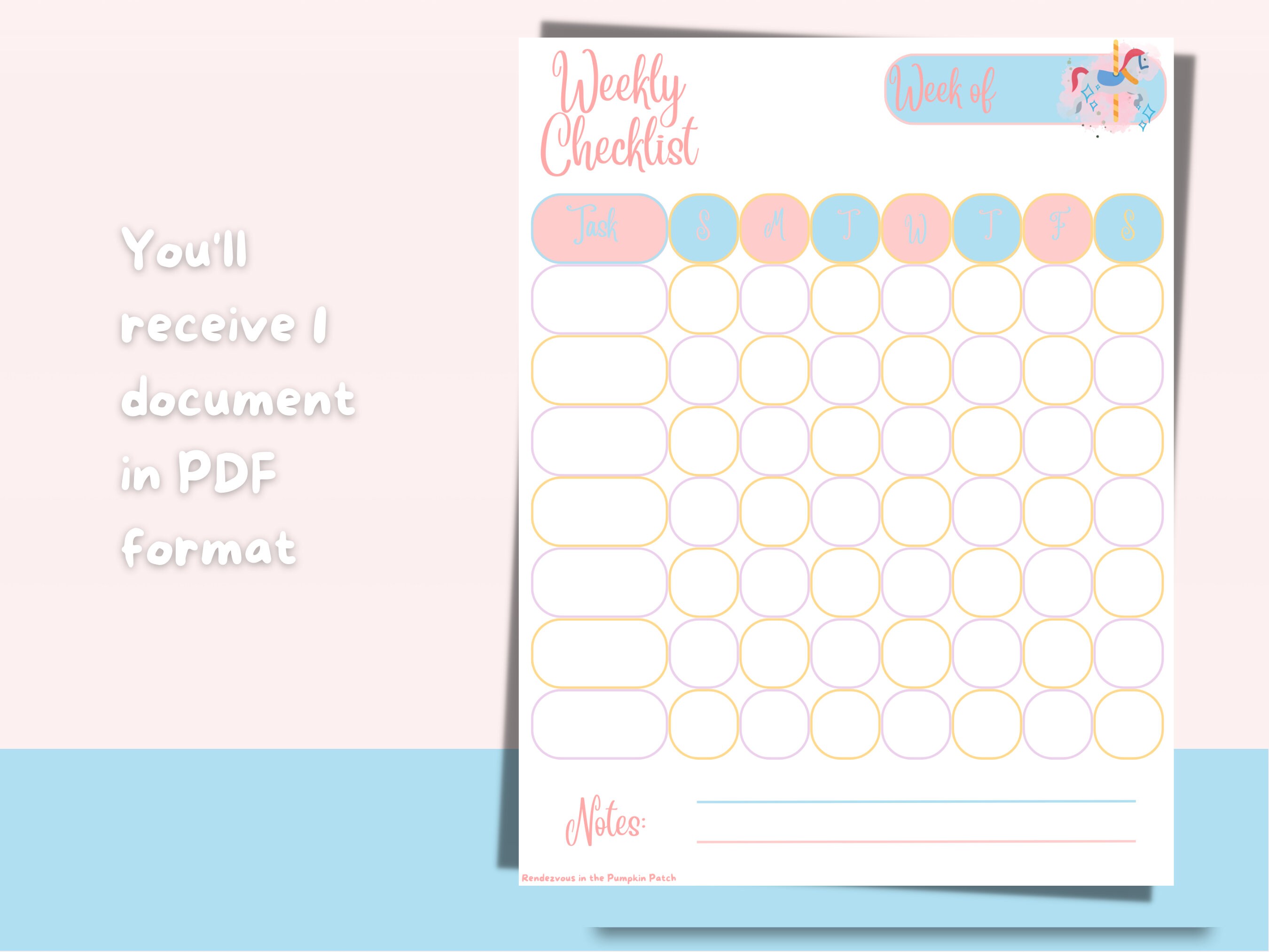 Printable Weekly Checklist - Carousel - Etsy