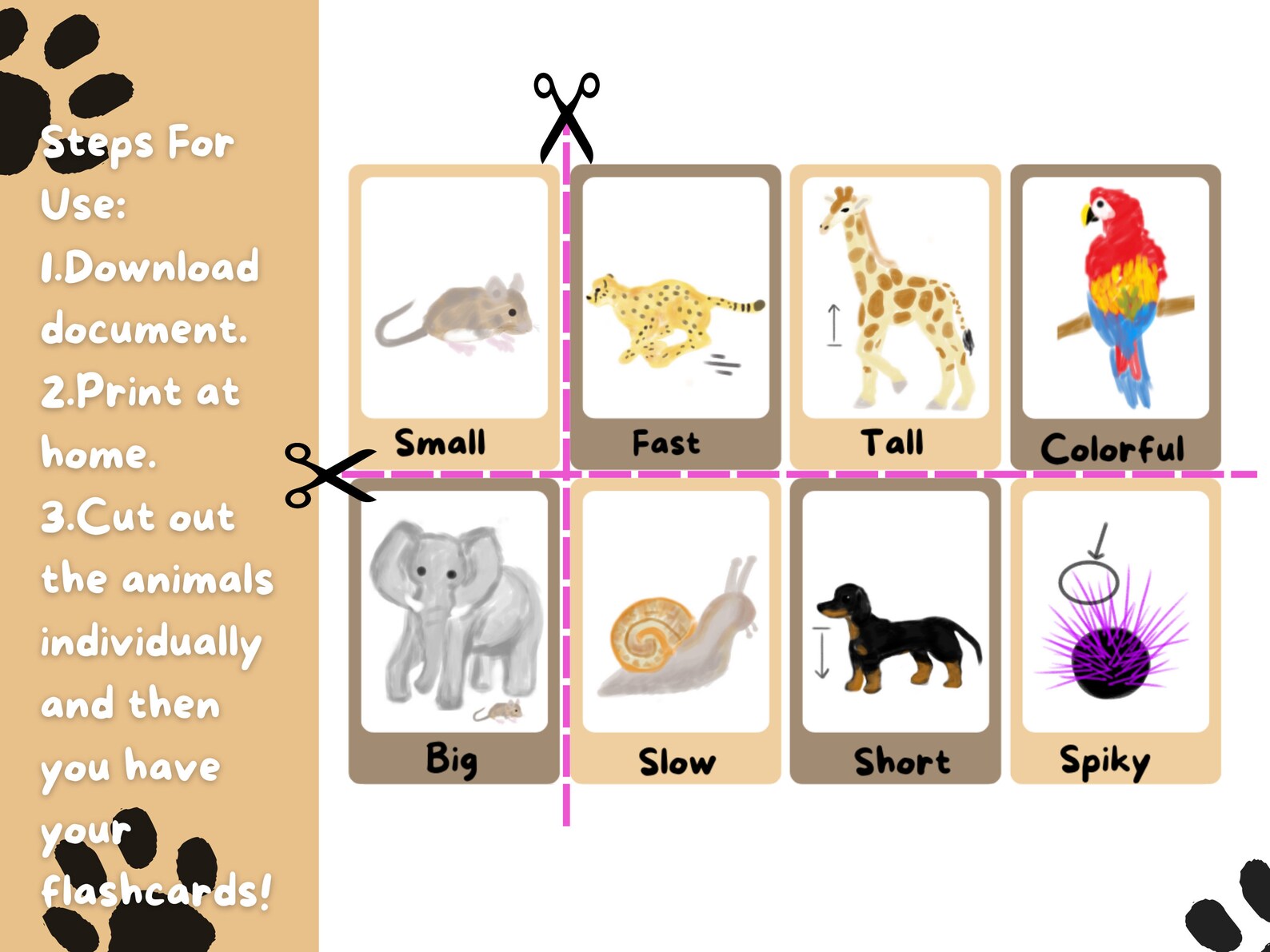 Printable Adjective Flashcards/learning Flashcards / English Vocabulary ...