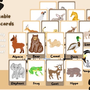 Printable Animal Flashcards/ Learning Flashcards / English Vocabulary ...