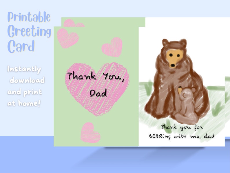 Printable Thank You Dad Card / Father's Day Card / - Etsy