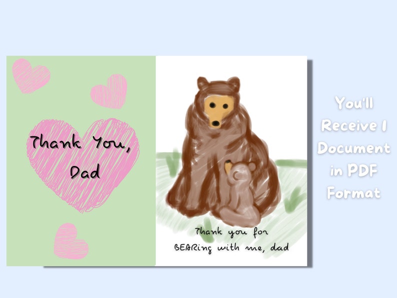Printable Thank You Dad Card / Father's Day Card / - Etsy