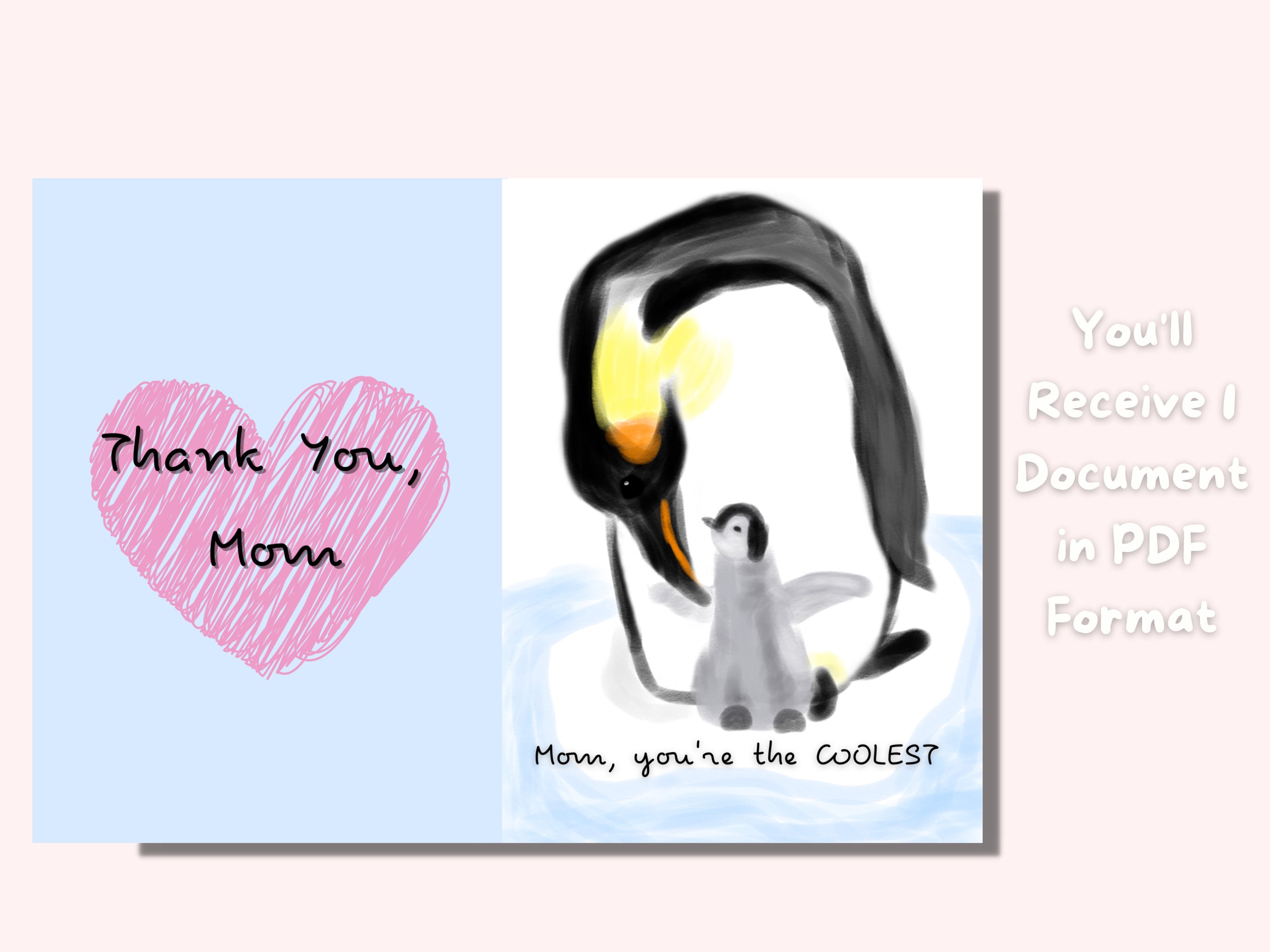 Printable Thank You Mom Card / Mother's Day Card / Birthday Card Mom ...