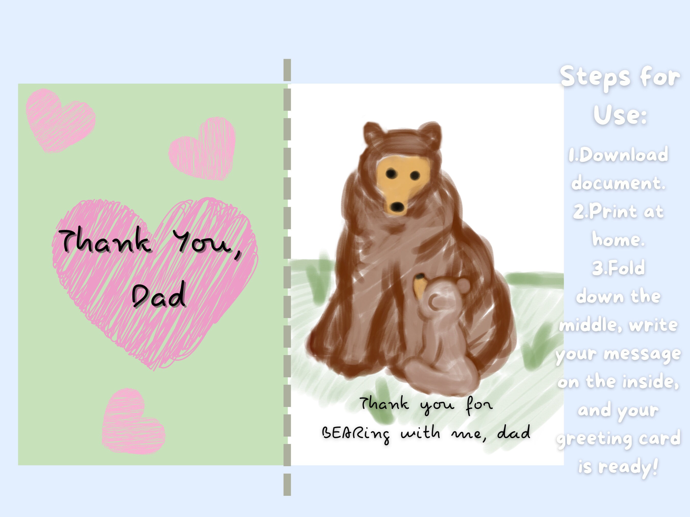 Printable Thank You Dad Card / Father's Day Card / Birthday Card Thank ...