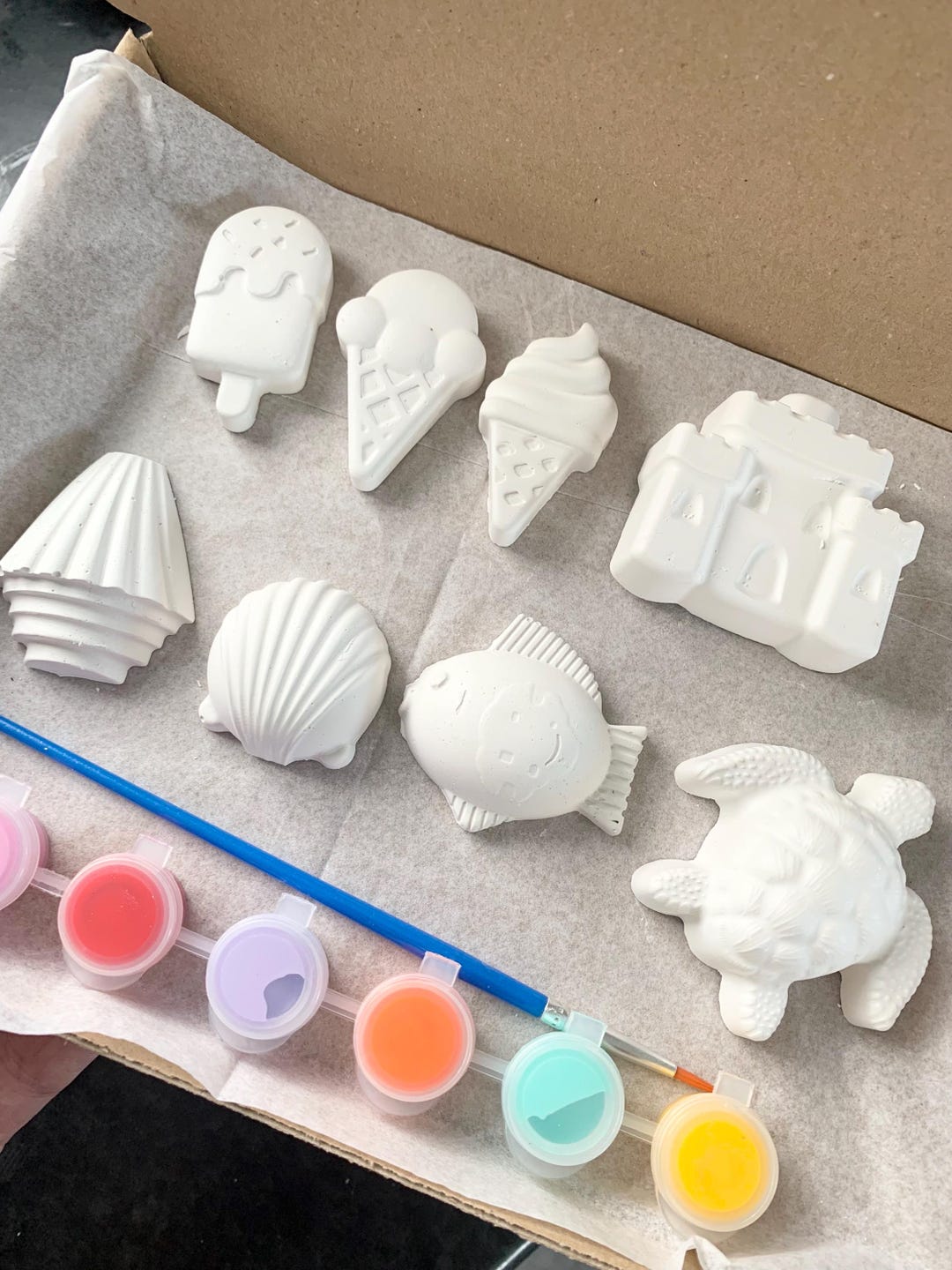 Beach Sea Theme Paint Your Own Kit, Craft Set, Ceramic Craft Kit, Child ...