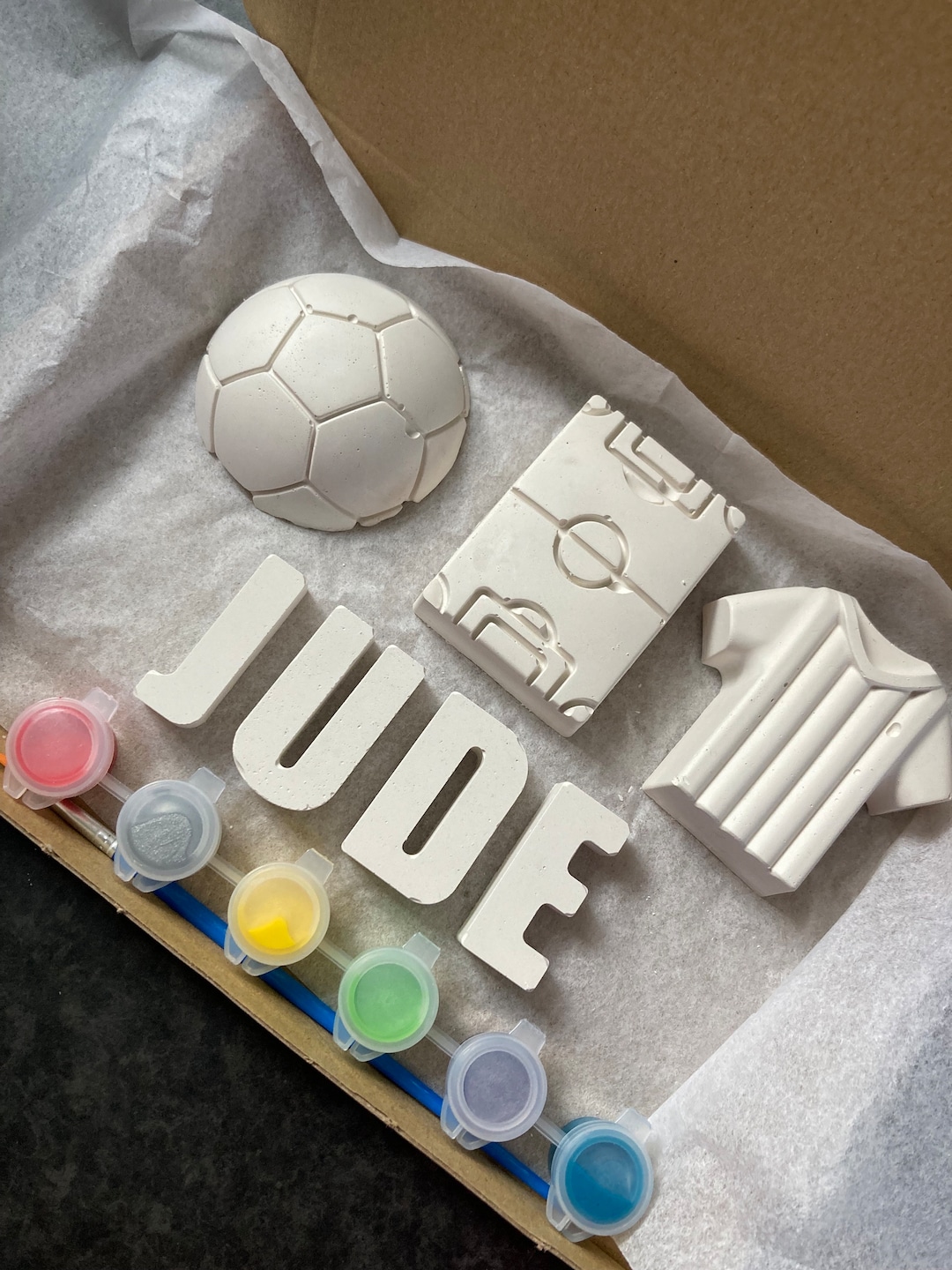 Personalised Football Paint Your Own Craft Kit: Plaster Figures. Kids ...