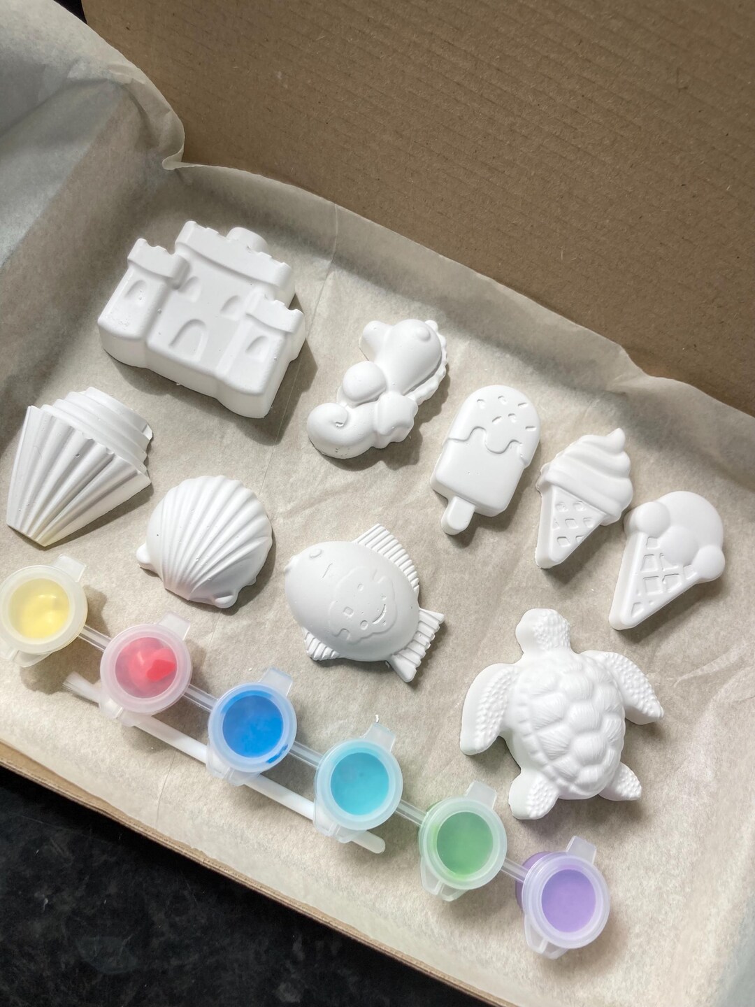 Beach Sea Theme Paint Your Own Kit, Craft Set, Ceramic Craft Kit, Child ...