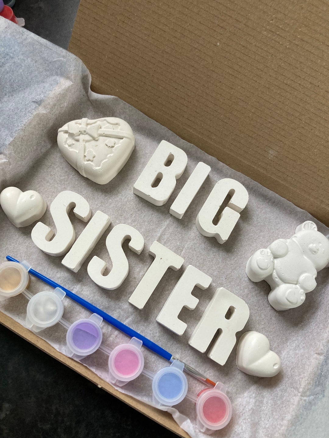 Big Sister Paint Kit: Plaster Letters & Figures, Craft Activity Gift - Etsy