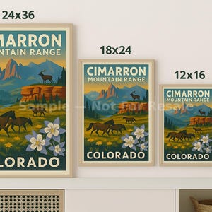 Cimarron Mountain Range Printable Poster – Colorado Wall Art, Vintage ...