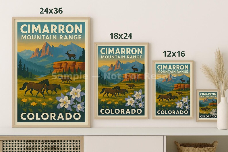 Cimarron Mountain Range Printable Poster – Colorado Wall Art, Vintage ...