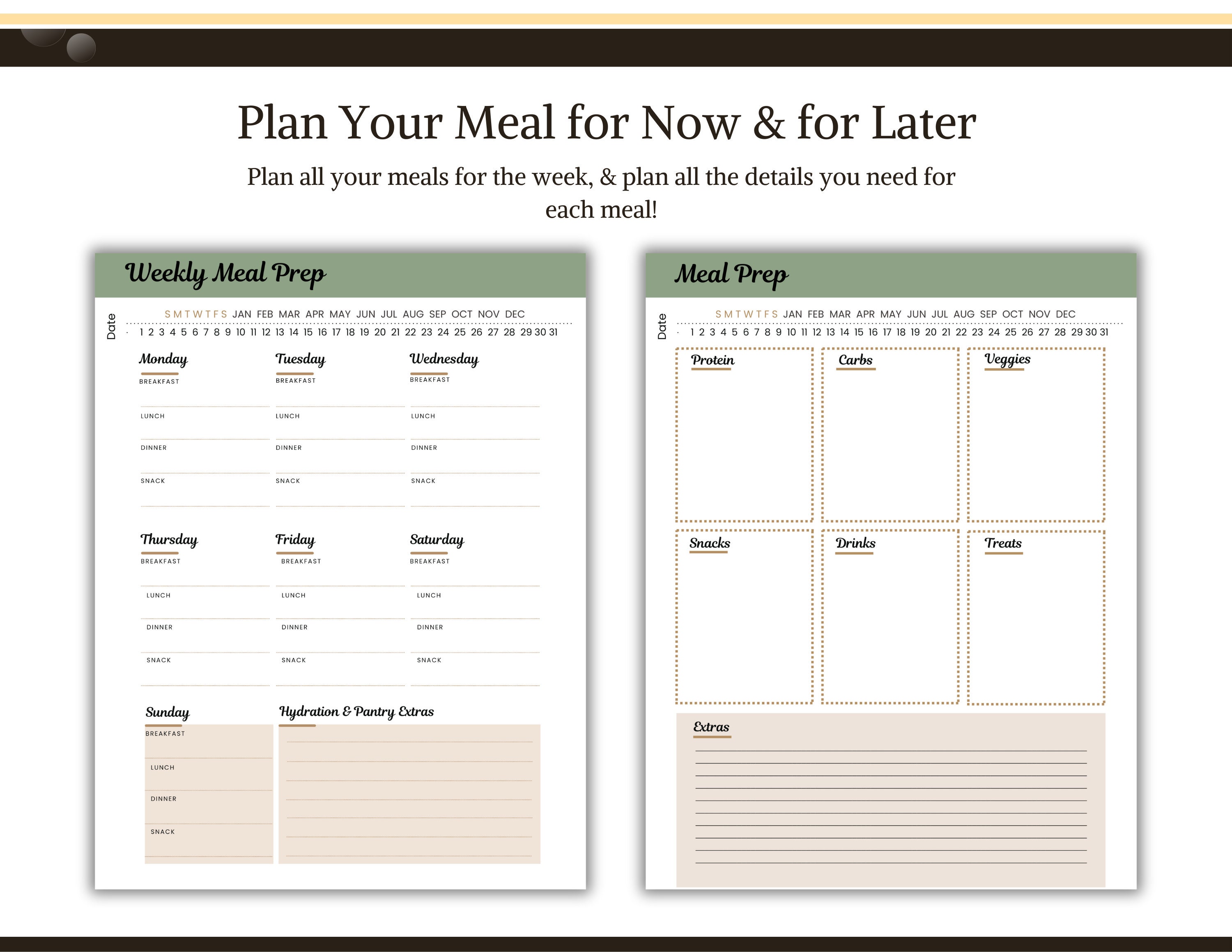 Weekly Meal Prep Planner, Grocery List, Recipe Cards, & Seasonal ...