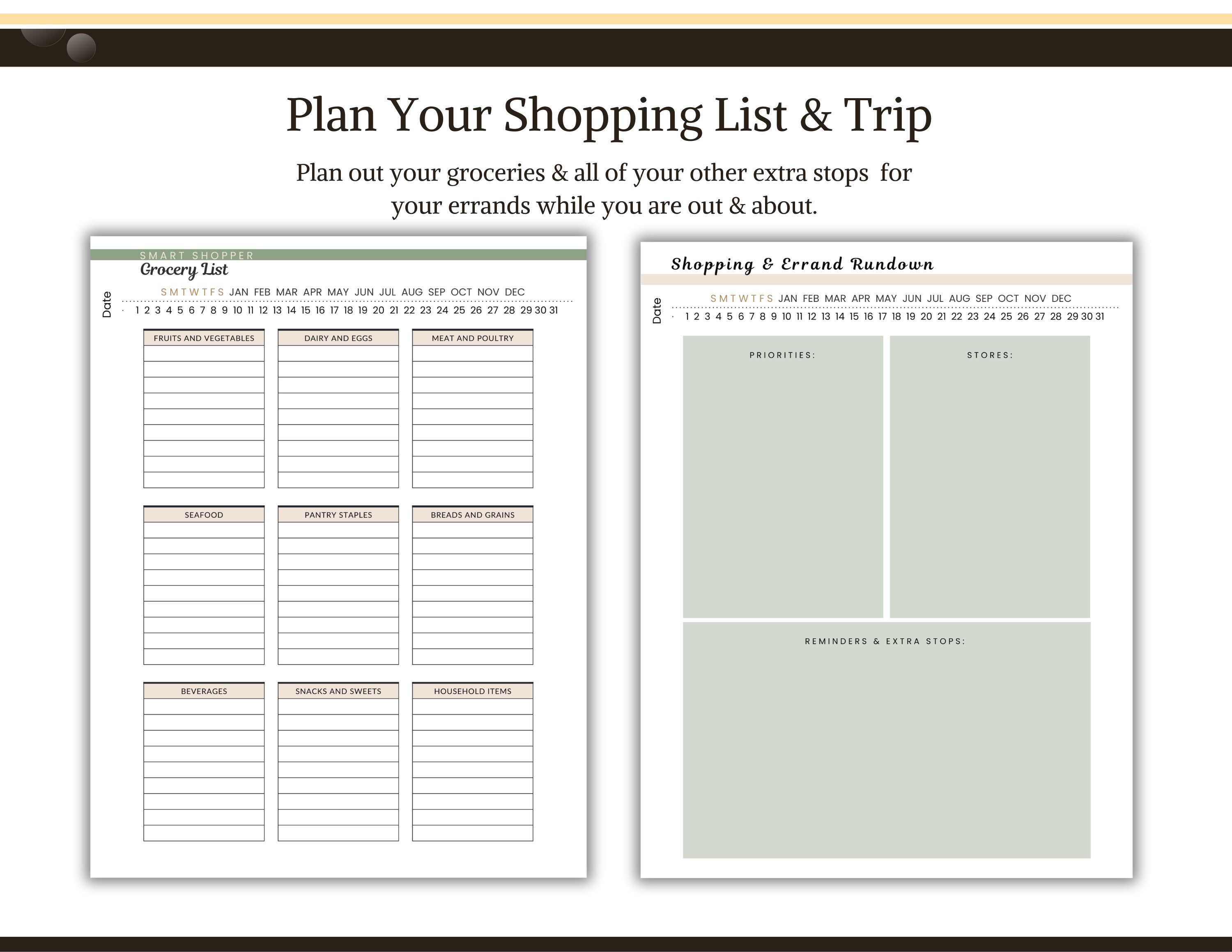 Weekly Meal Prep Planner, Grocery List, Recipe Cards, & Seasonal ...