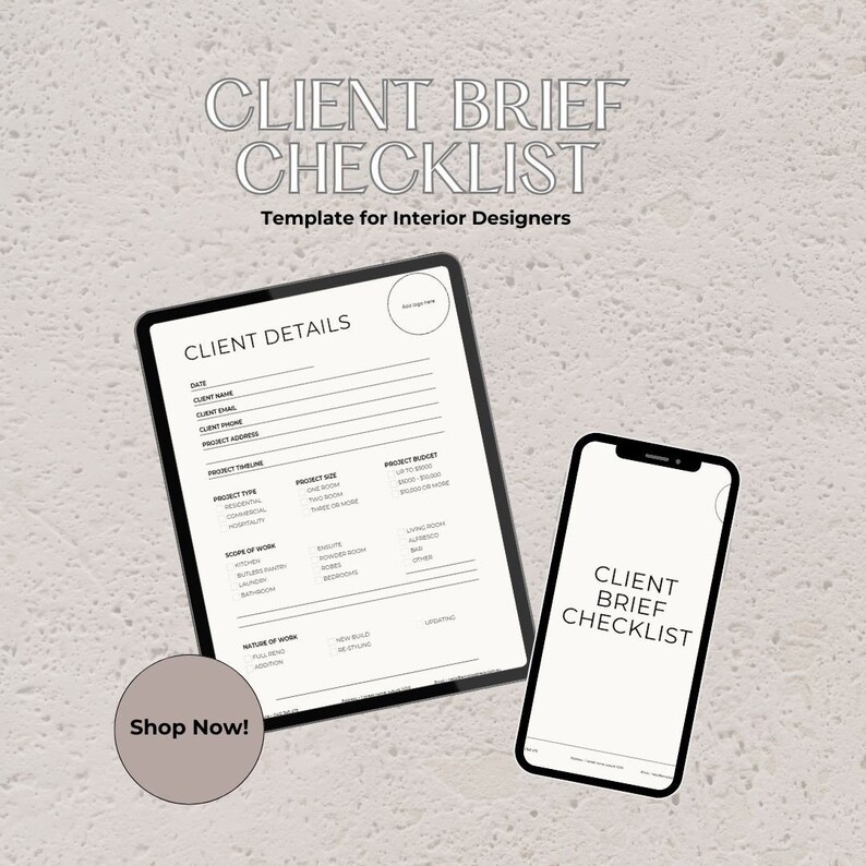 Interior Design Client Brief Template Checklist - Etsy