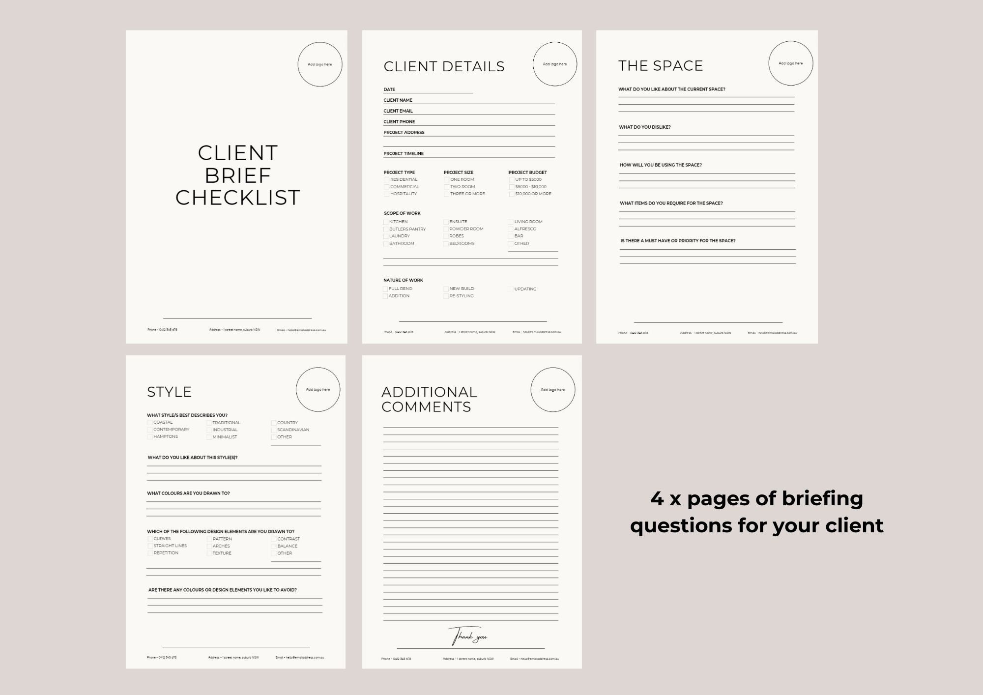 Interior Design Client Brief Template Checklist - Etsy UK