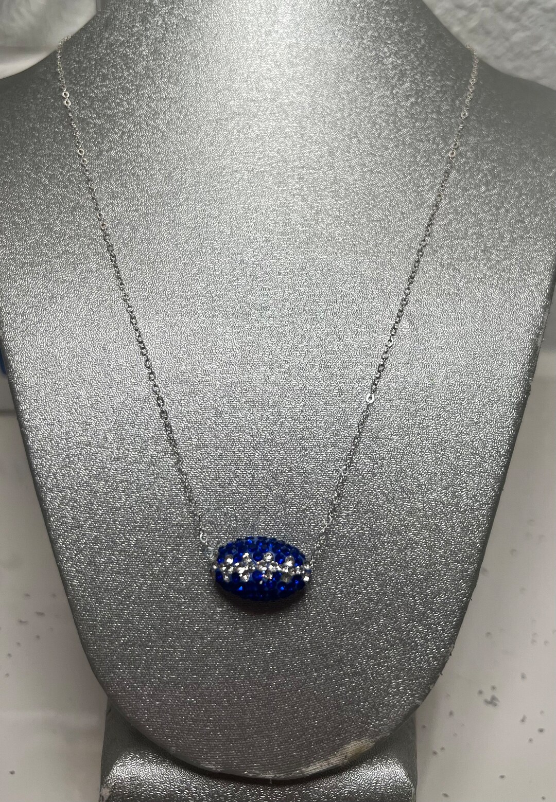 Colts Blue & White Crystal Football Necklace - Etsy