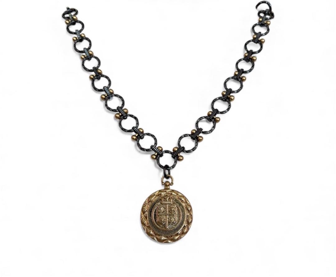 Large Link Chain With Spanish Style Coin Pendant - Etsy