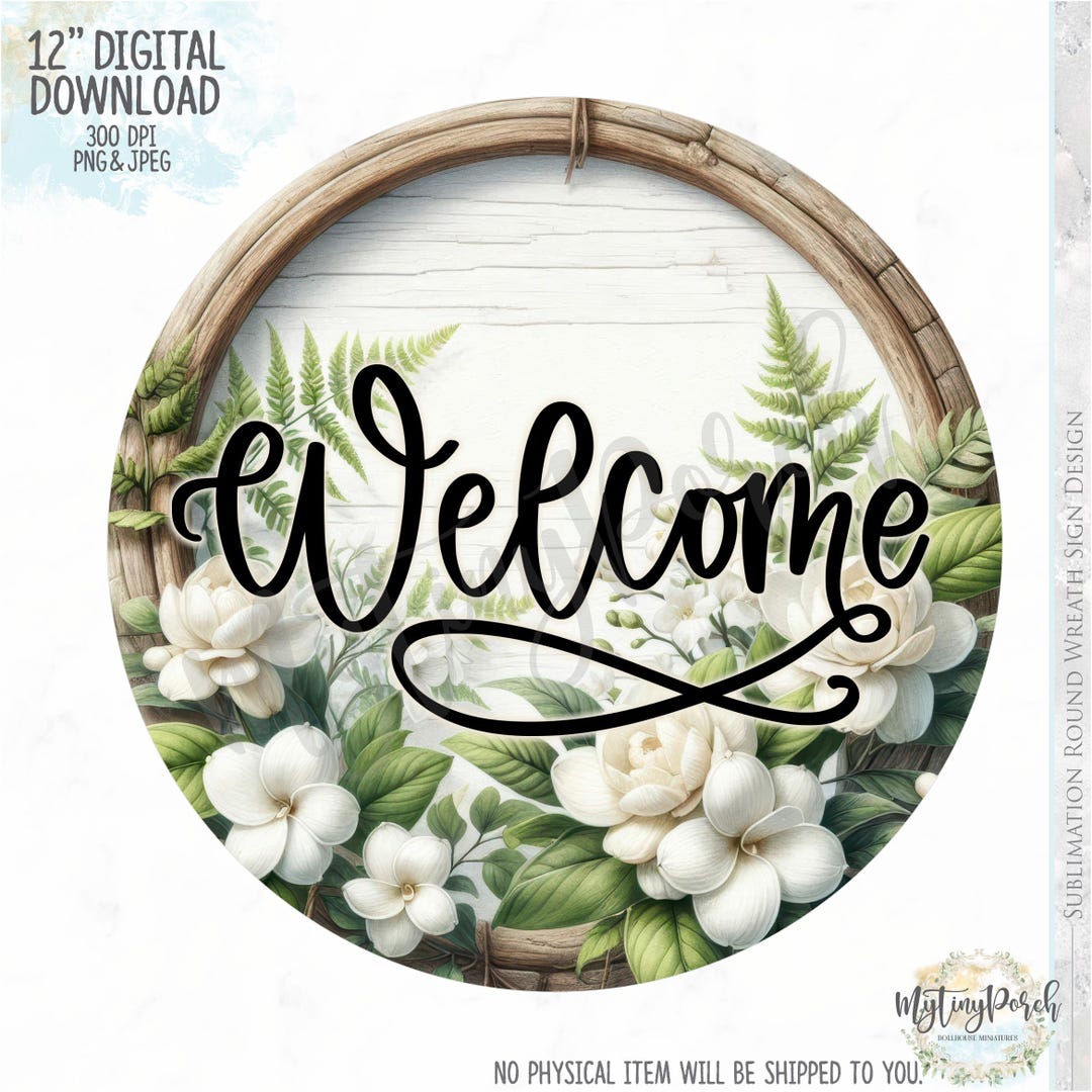 Sublimation Sign, Welcome Wreath PNG, Welcome Wreath Signs, Welcome ...