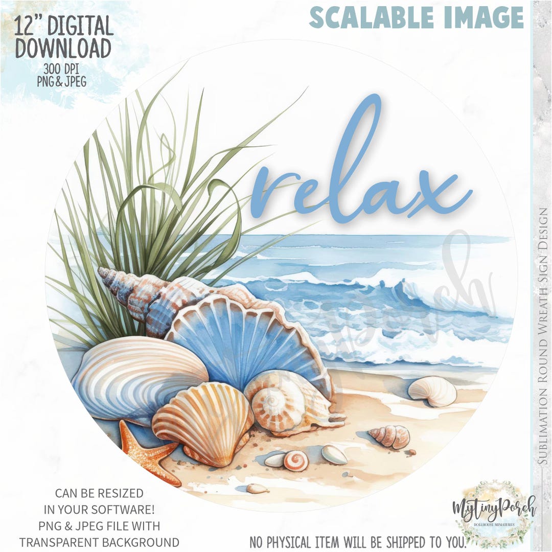 Beach Wreath PNG: Seashells, Ocean Design (digital Download) - Etsy