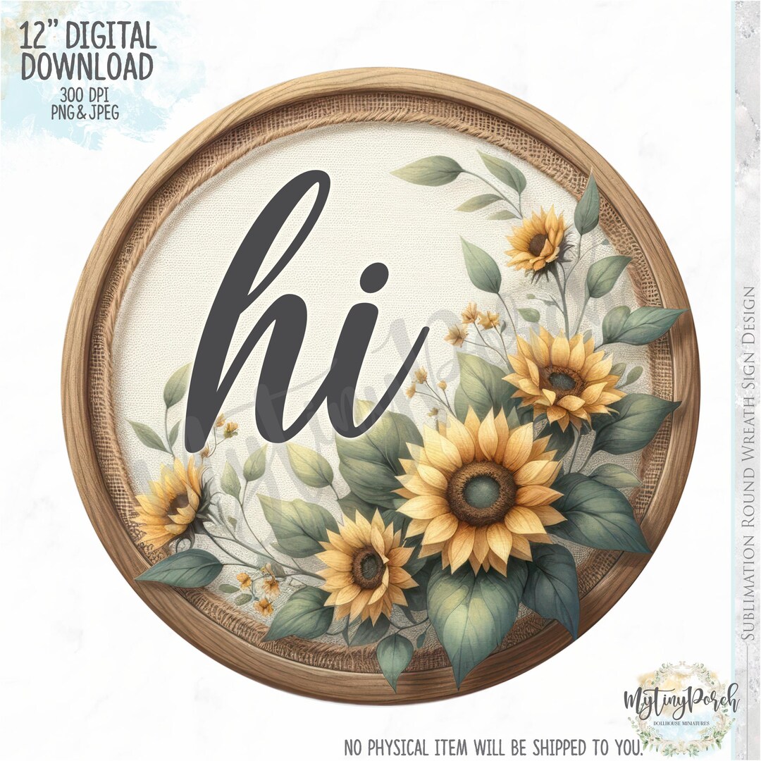Sublimation Sign, Welcome Wreath PNG, Hi Wreath Signs, Welcome Wreath ...