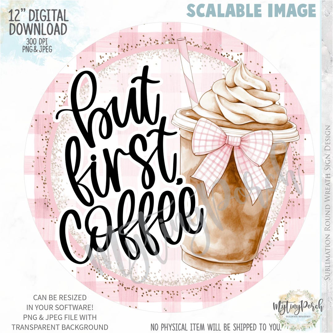 Kaffee-Kranz-Zeichen: Eiskaffee PNG, Sublimationsdesign (digitaler ...