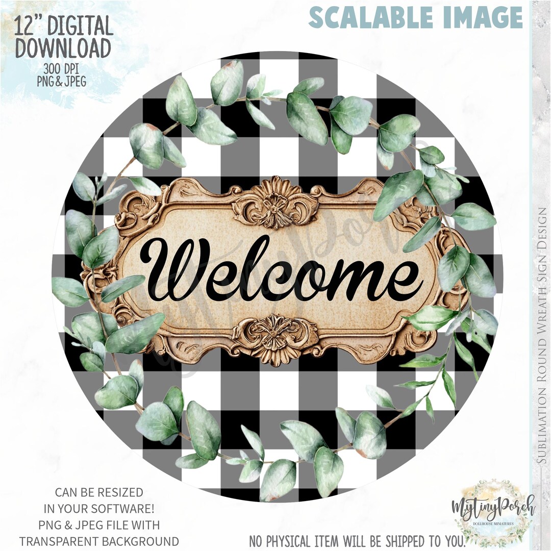 Sublimation Sign, Welcome Wreath PNG, Wreath Signs, Welcome Wreath Sign ...