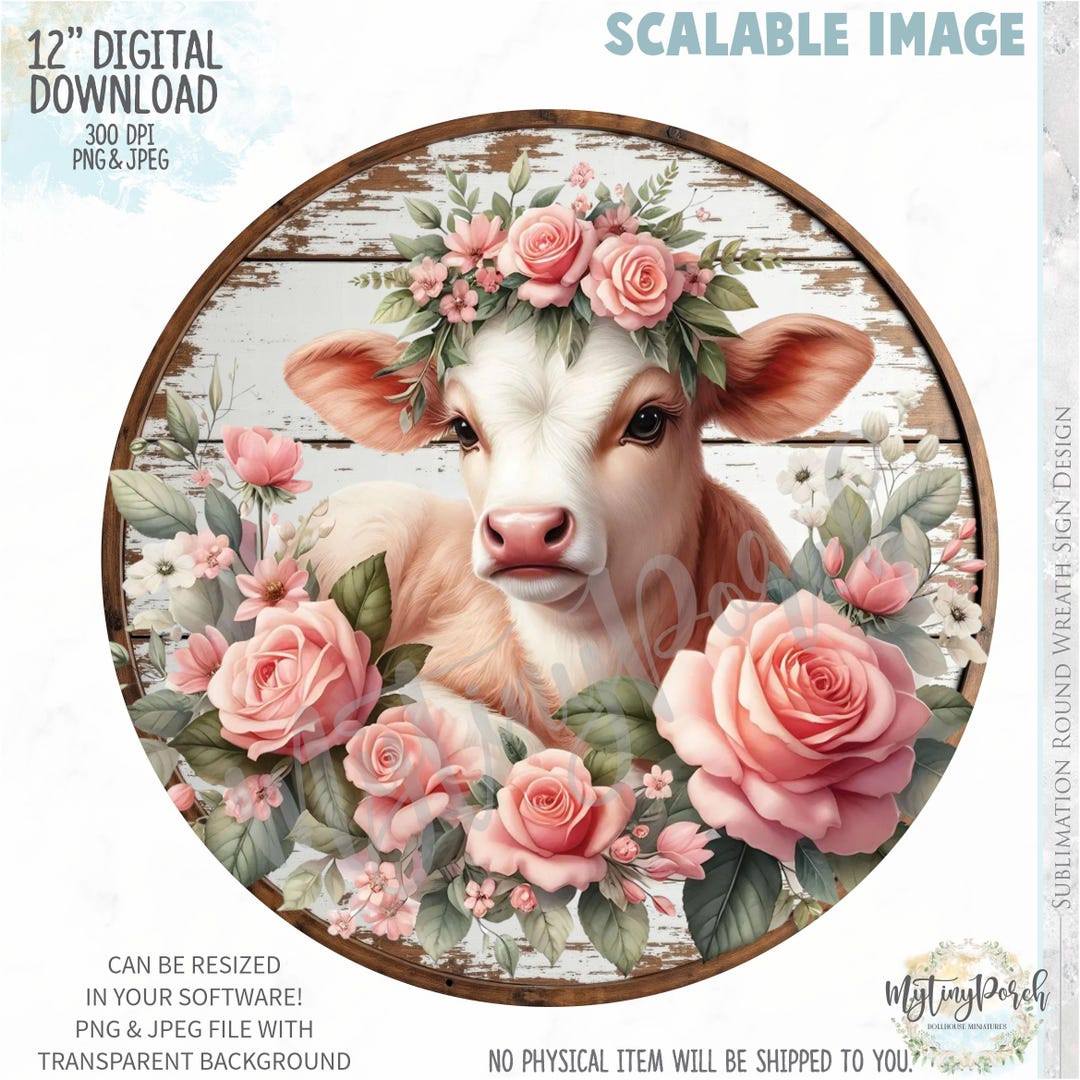 Highland Cow Wreath Sign, Metal Wreath Sign, Round Wreath Sign, Floral ...