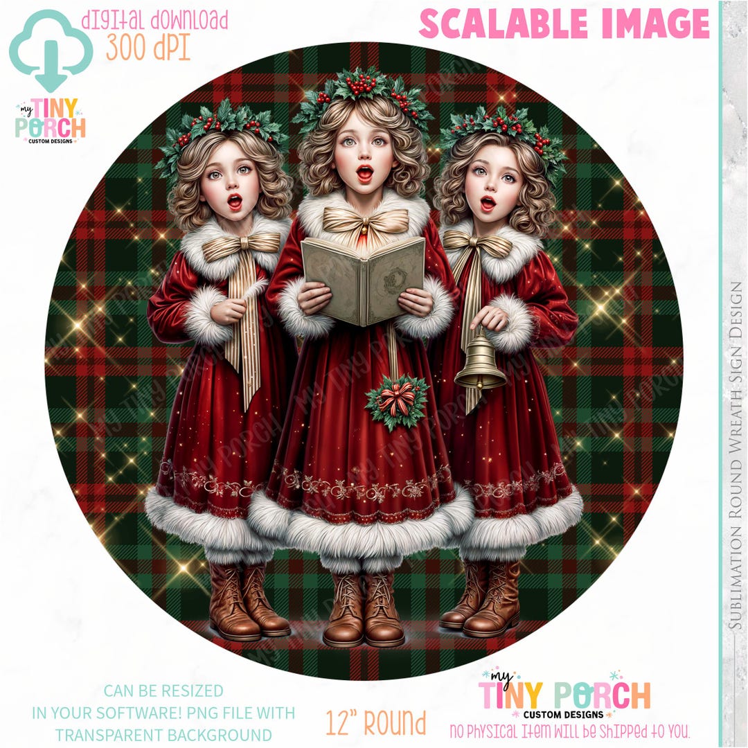 Traditional Christmas Caroling Sisters Welcome Wreath Sign PNG - Etsy